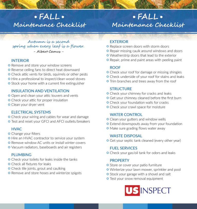 Fall Home Maintenance - Home Inspections by US Inspect