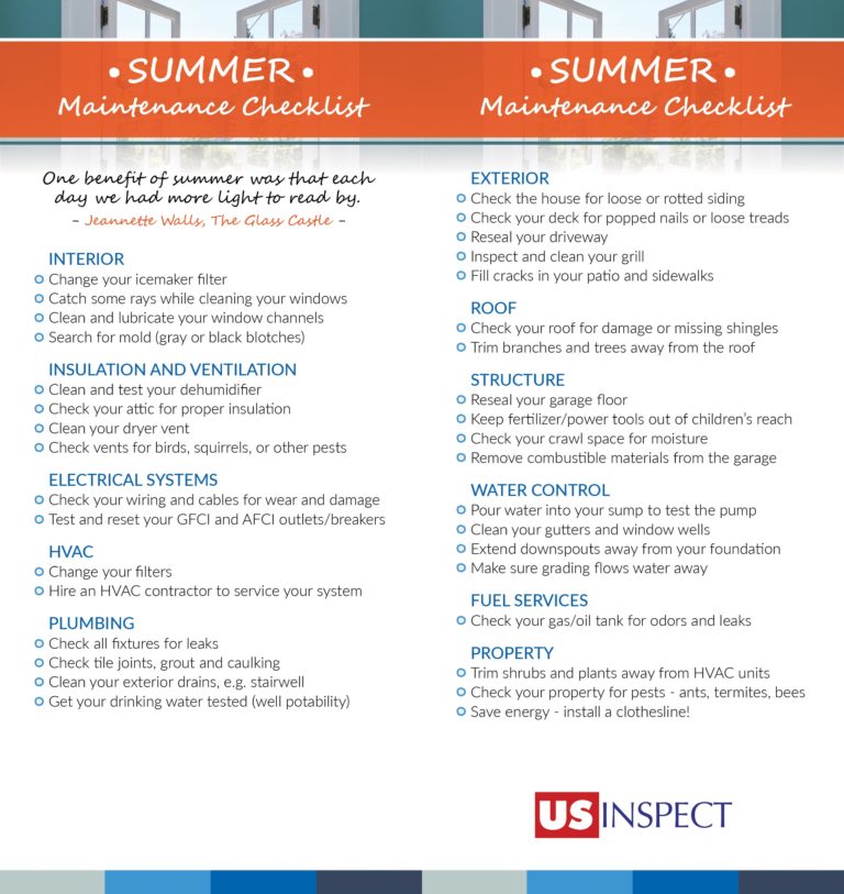 Summer Home Maintenance - Home Inspections by US Inspect