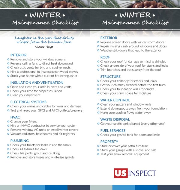 Winter Home Maintenance - Home Inspections by US Inspect